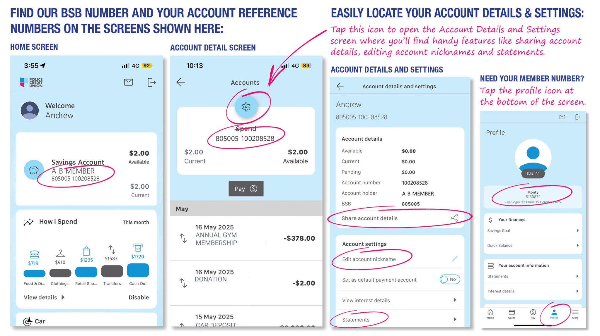 Find your Account Number and external transfers - Police Credit Union